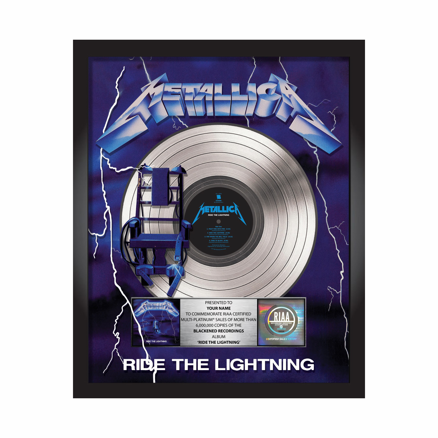 Ride The Lightning Platinum Award Plaque | Metallica.com